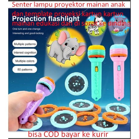 Jual Senter lampu proyektor mainan anak dan template proyeksi kartun ...
