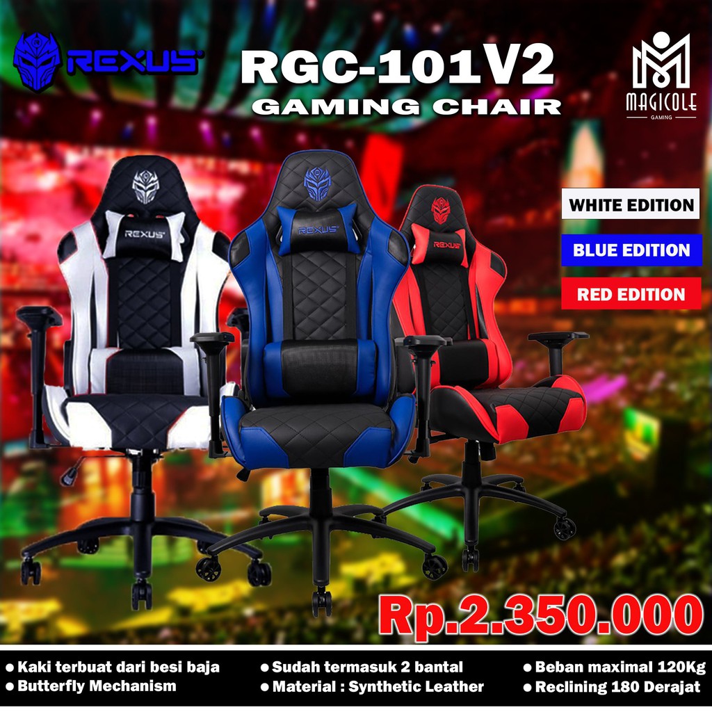 Jual Rexus Gaming Chair / Kursi Gaming RGC 101 | Shopee Indonesia