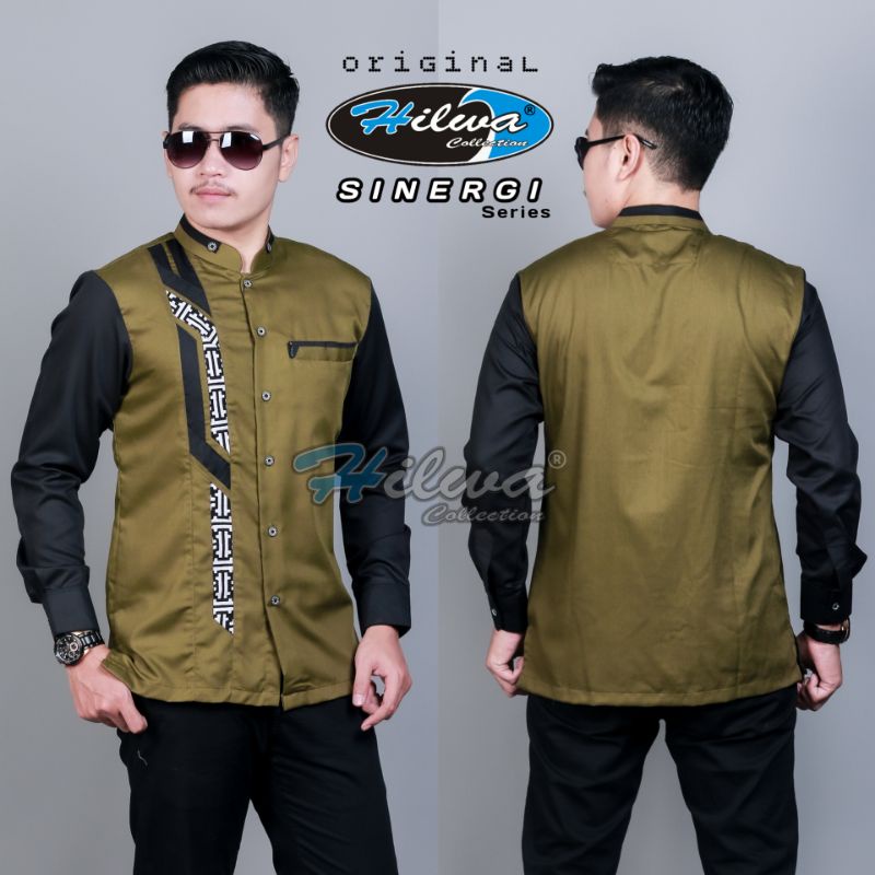 Jual Baju Koko Original HILWA COLLECTION Motif Sinergi Batik Warna Armi ...