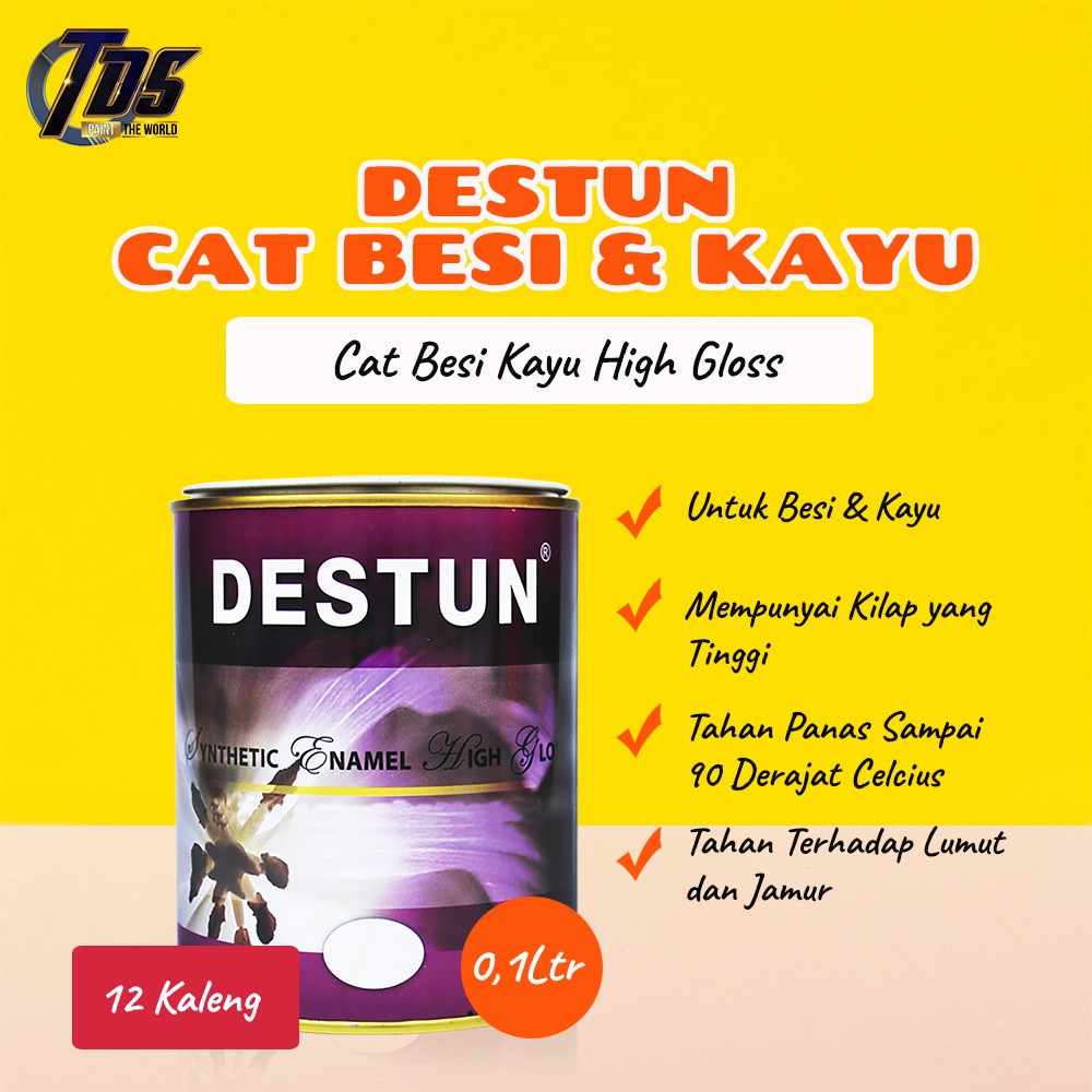 Jual Paket Cat Besi dan Kayu Destun High Gloss 0,1Ltr Isi 12 Kaleng ...