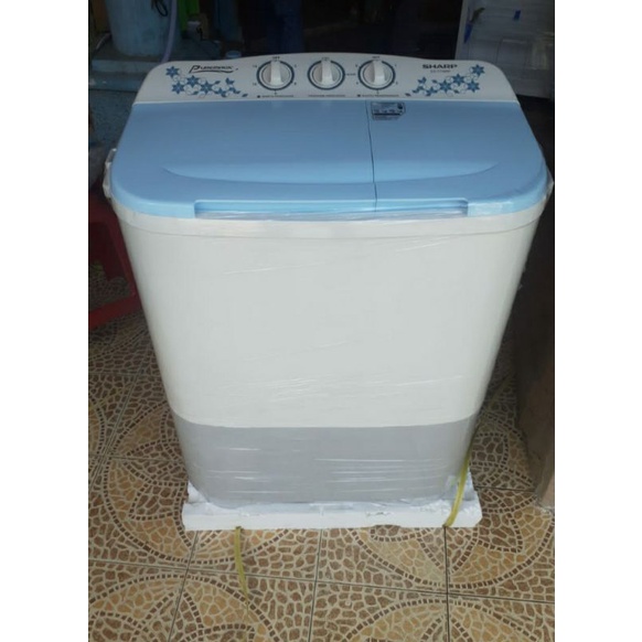 Jual mesin cuci 2 tabung sharp 7 kg ES-T70MW | Shopee Indonesia