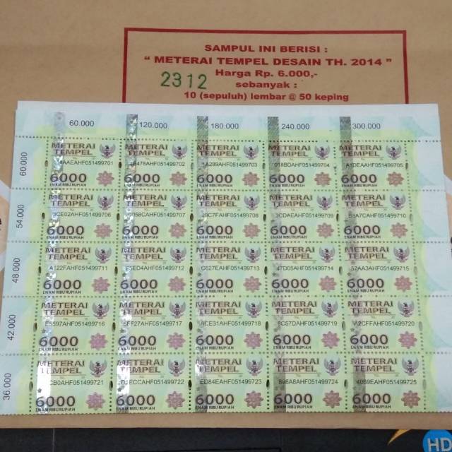 Jual 1/2 lembar materai 6000 ( 25pcs) Indonesia|Shopee Indonesia