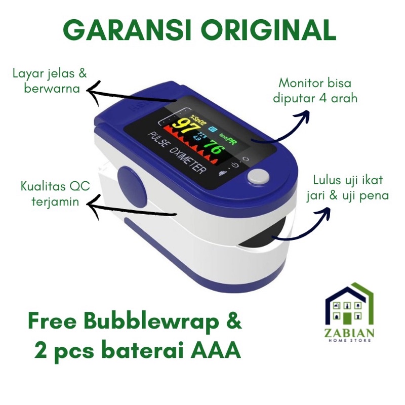 Jual ZABIAN - OXYMETER ORIGINAL FREE 2 BATERAI - ALAT UKUR KADAR ...