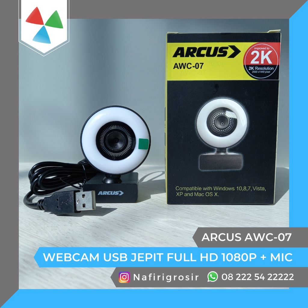 Jual WEBCAM USB ARCUS AWC-07 + MIC FULL HD 1080P MODEL JEPIT RESOLUSI ...