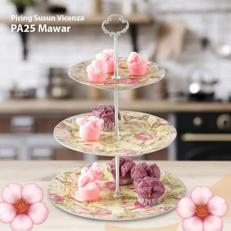 Jual Vicenza Piring Susun P25 Motif Padi,lili,magnolia dan camelia, Mawar, Melati, Ayana ...