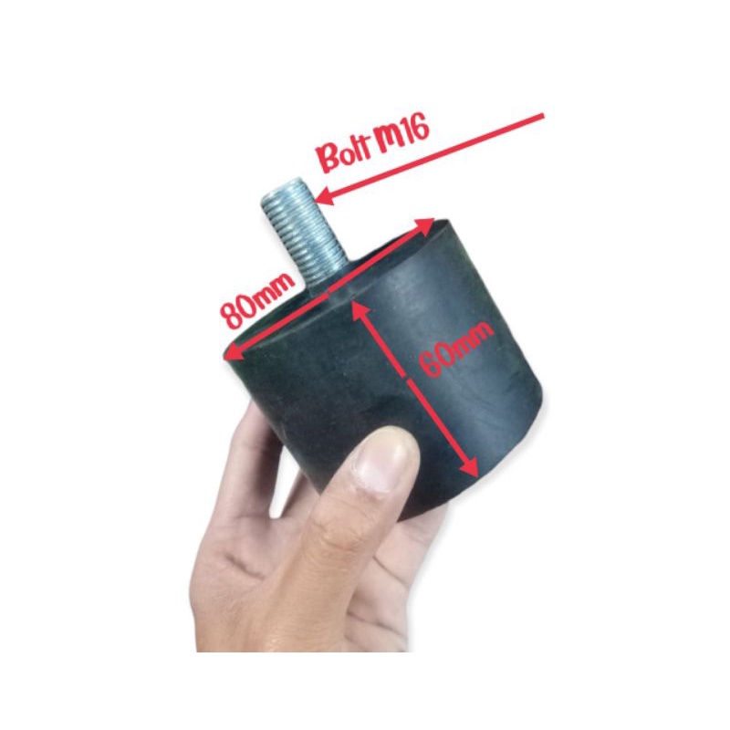 Jual Karet engine mounting 80mm x 60mm Bolt M16 Alas peredam getaran ...