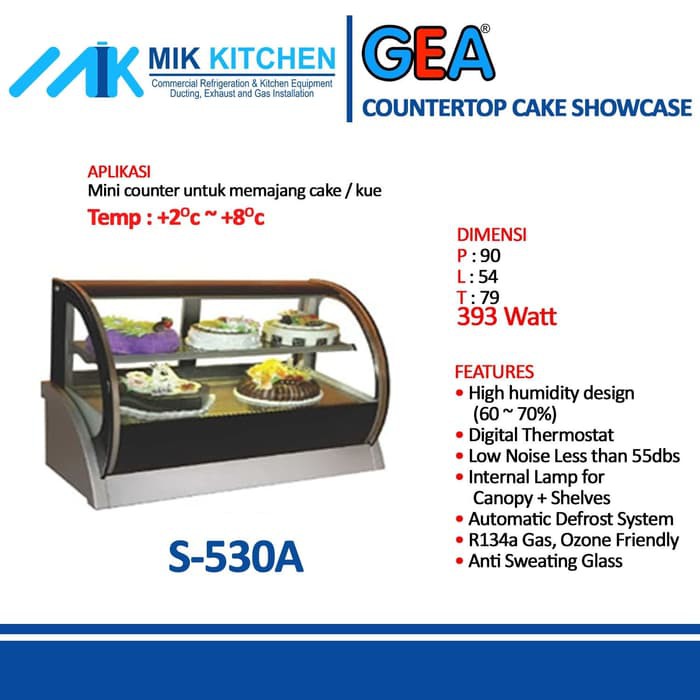 Jual Showcase Cake / Countertop Cake Showcase GEA A-530V / Cooler | Shopee Indonesia