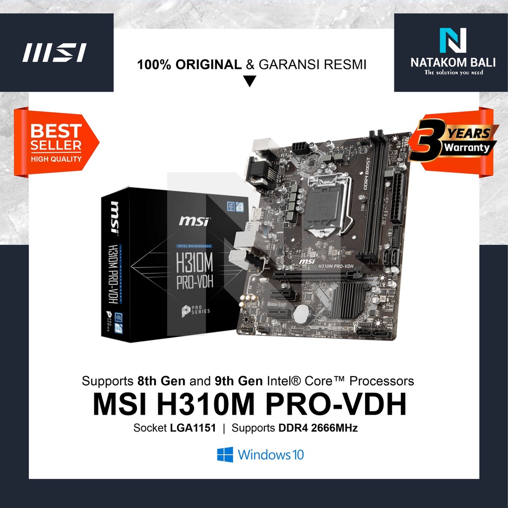 Jual MOTHERBOARD MSI H310M PRO-VDH LGA1151 | Shopee Indonesia