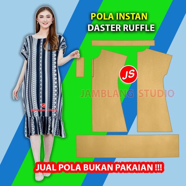 Jual Pola Instan Daster Ruffle [ Pola Baju Jamblang Studio] Pola Daster Dewasa | Shopee Indonesia