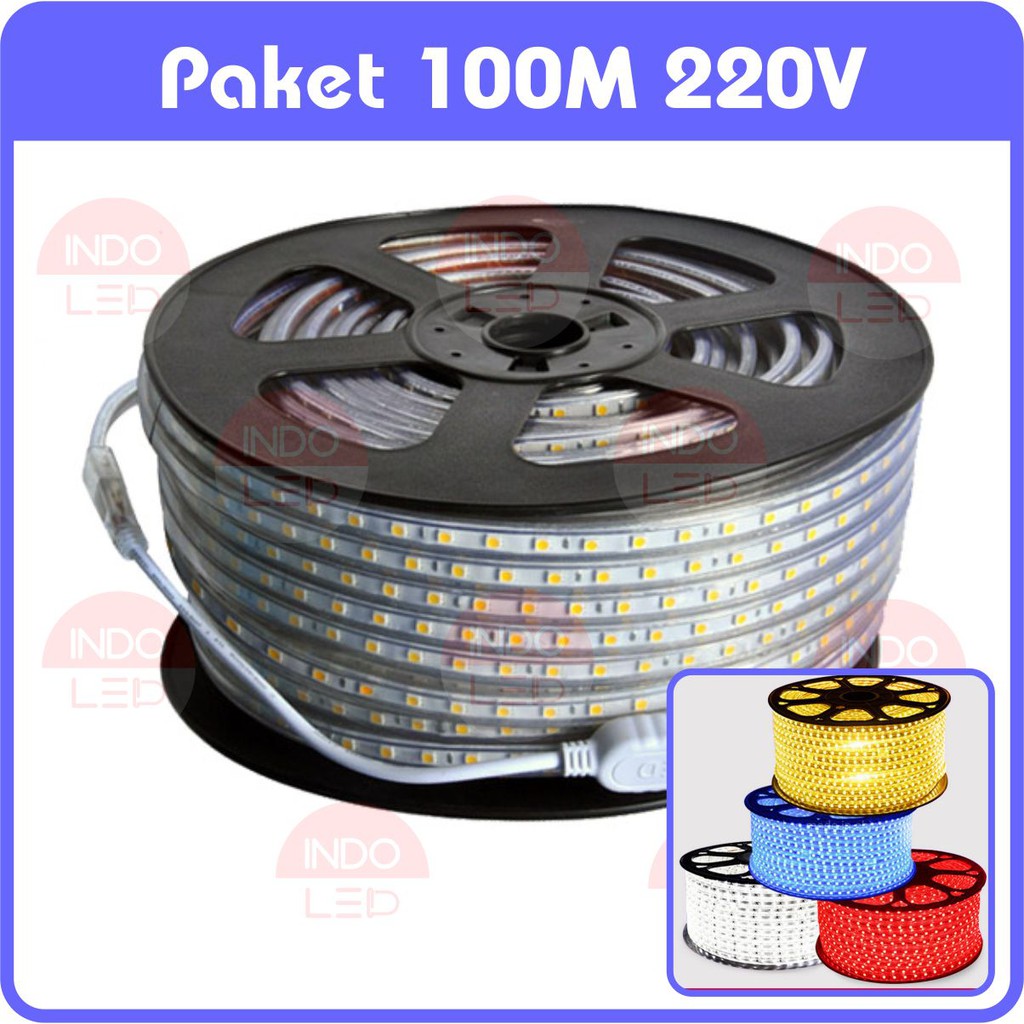 Jual LED Strip Selang 5050 220v 1 ROLL 100M Lampu Led Hias Plafon Pohon ...