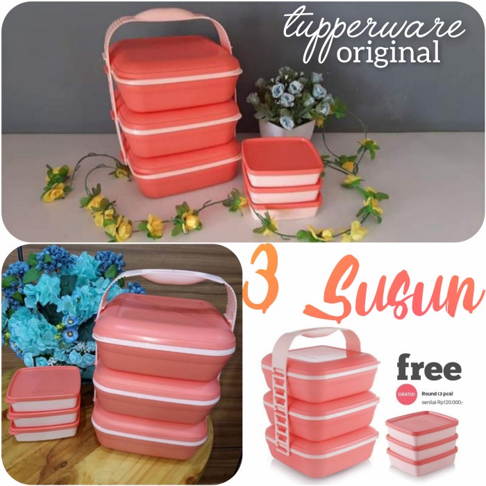 Jual Baru Tupper Ware Tupperwere Rantang Set Wadah Piknik Memyimpan Nasi Lauk Roti Promo