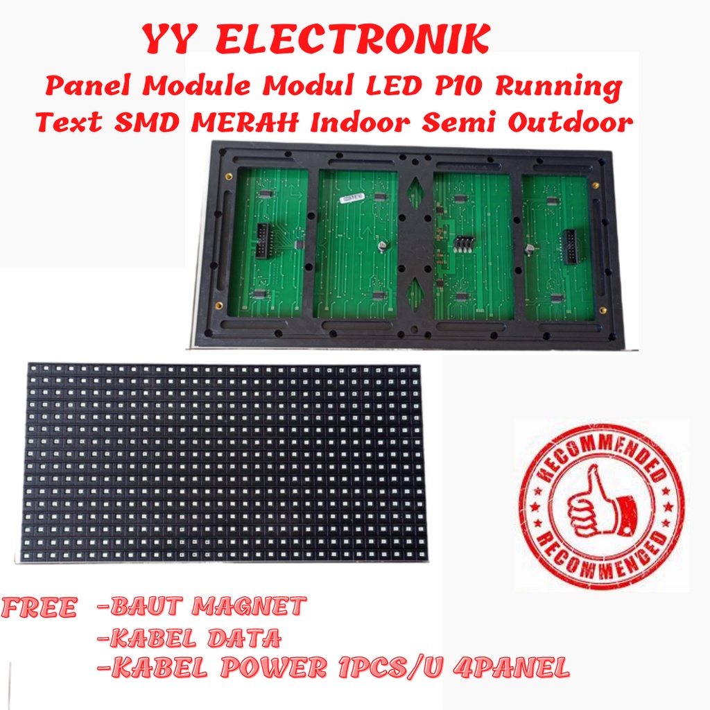 Jual panel Module Modul Led P10 Running Text SMD Merah Indoor Semi ...