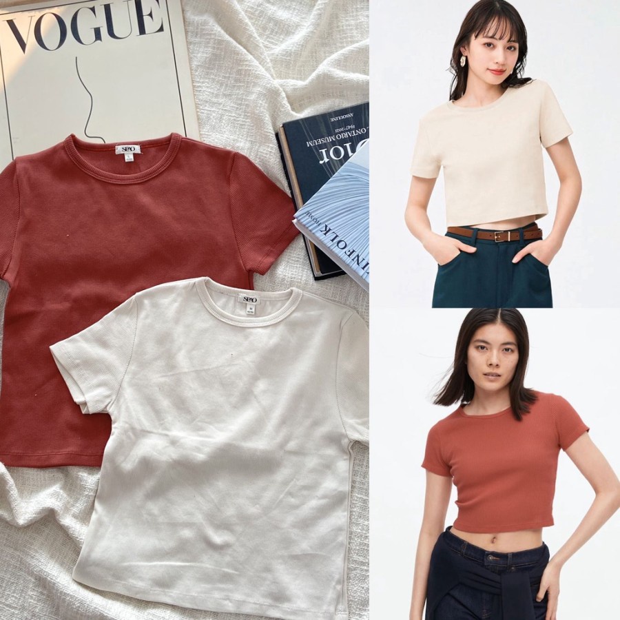 Jual Spao Ribbed Crop Top / Kaos Crop Top / Crop Top Baju Cewek / Baju ...