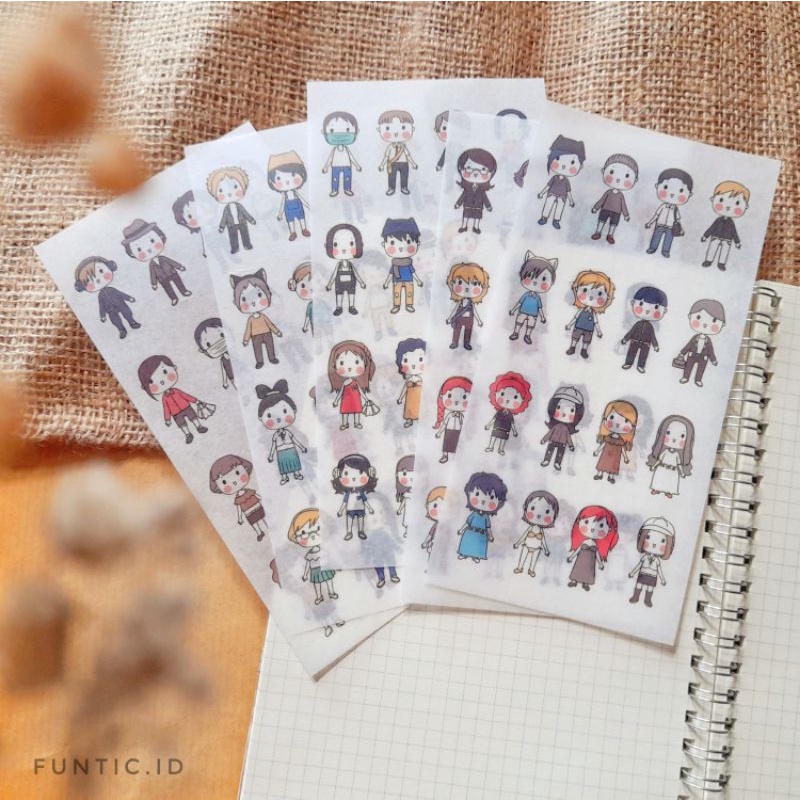 Jual [1 Lembar] Stiker people cartoon 1 sheet Washi transparan | Shopee ...