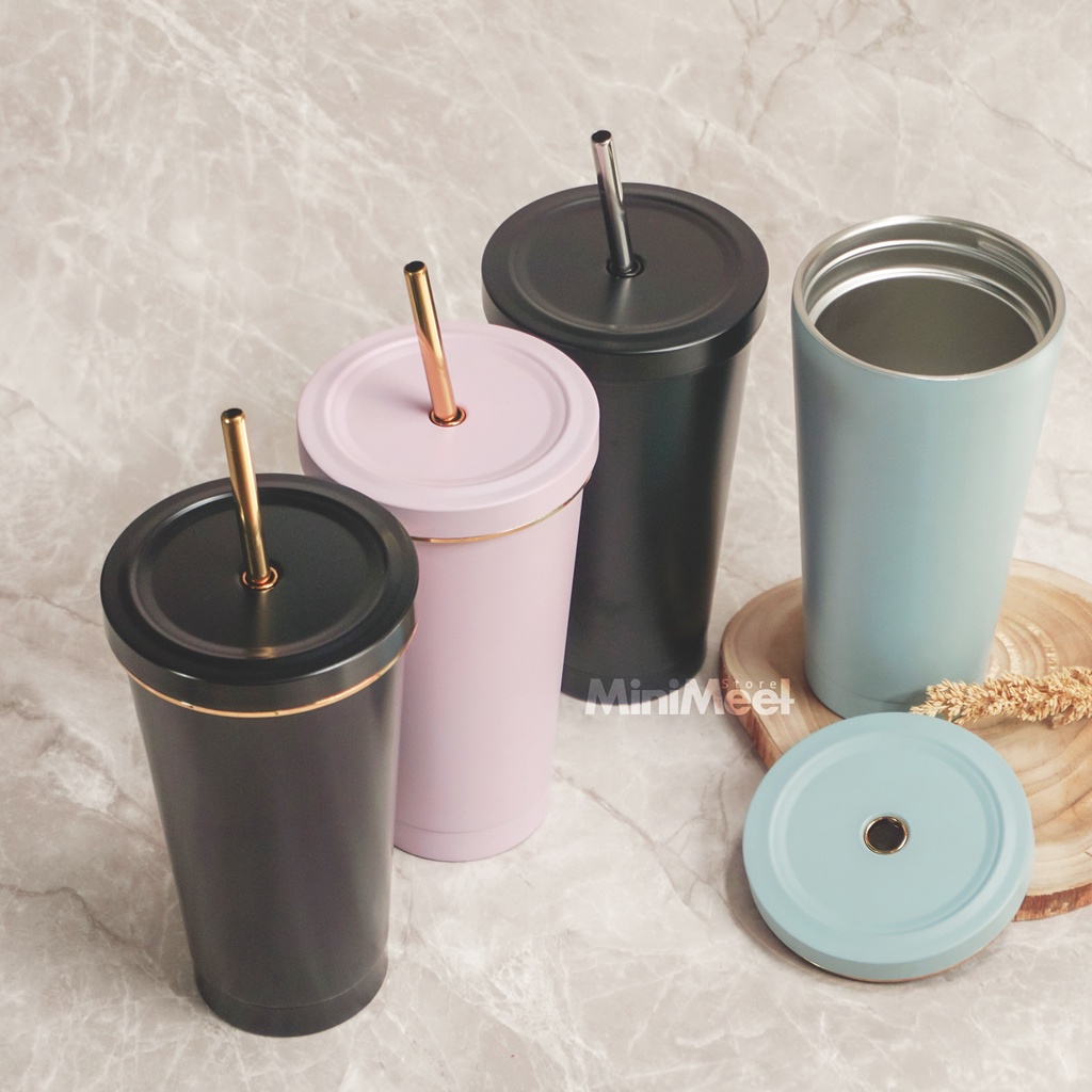 Jual Tumbler Cup with Straw Stainless Steel Tempat Minum Gelas Air ...