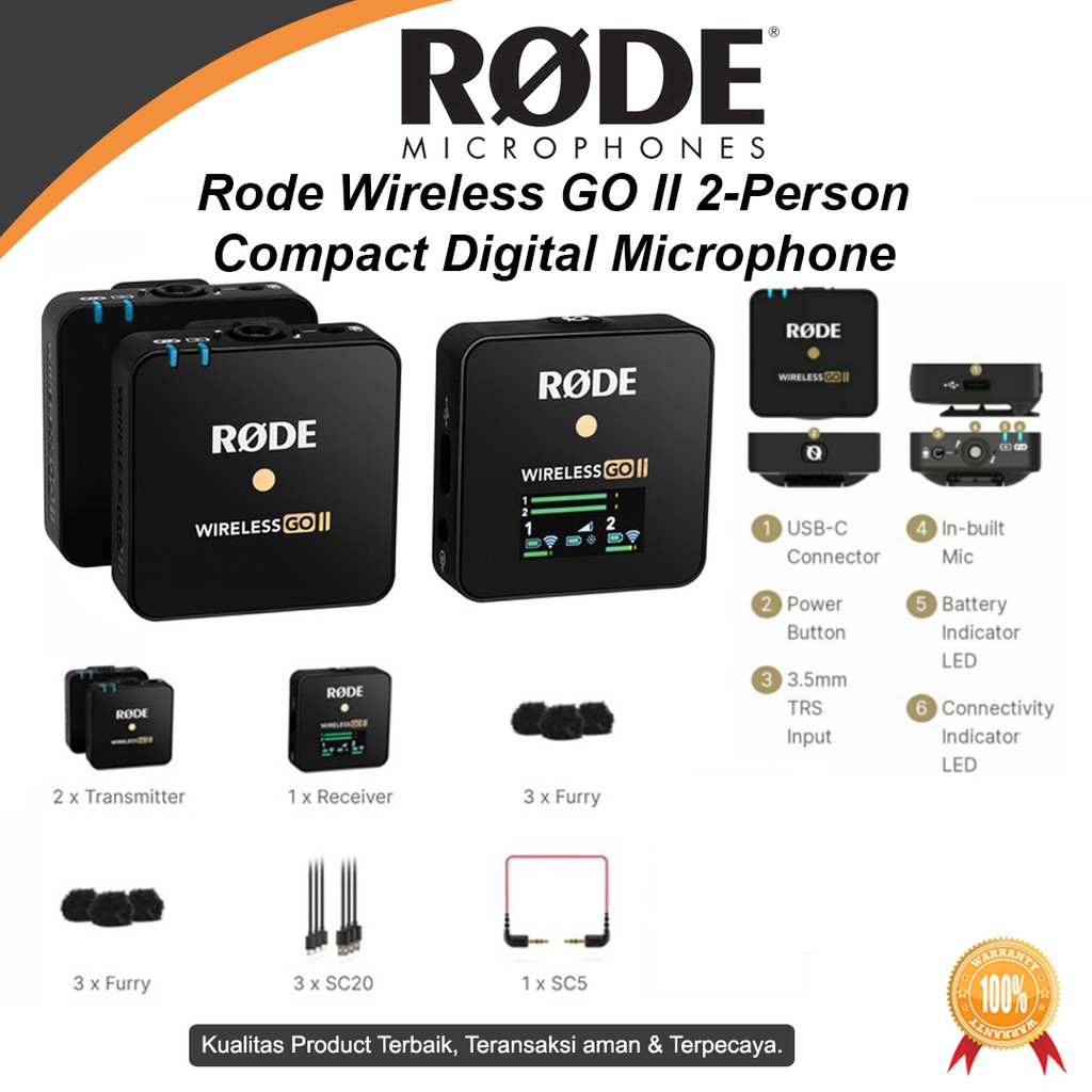 Jual Rode Wireless GO II 2-Person Compact Digital Wireless Microphone Mic Indonesia|Shopee Indonesia