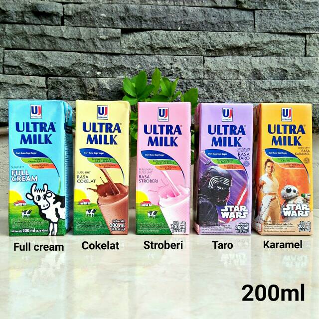 Jual Susu Ultra Milk 200ml/250ml / Full Cream Coklat Stroberi Karamel ...