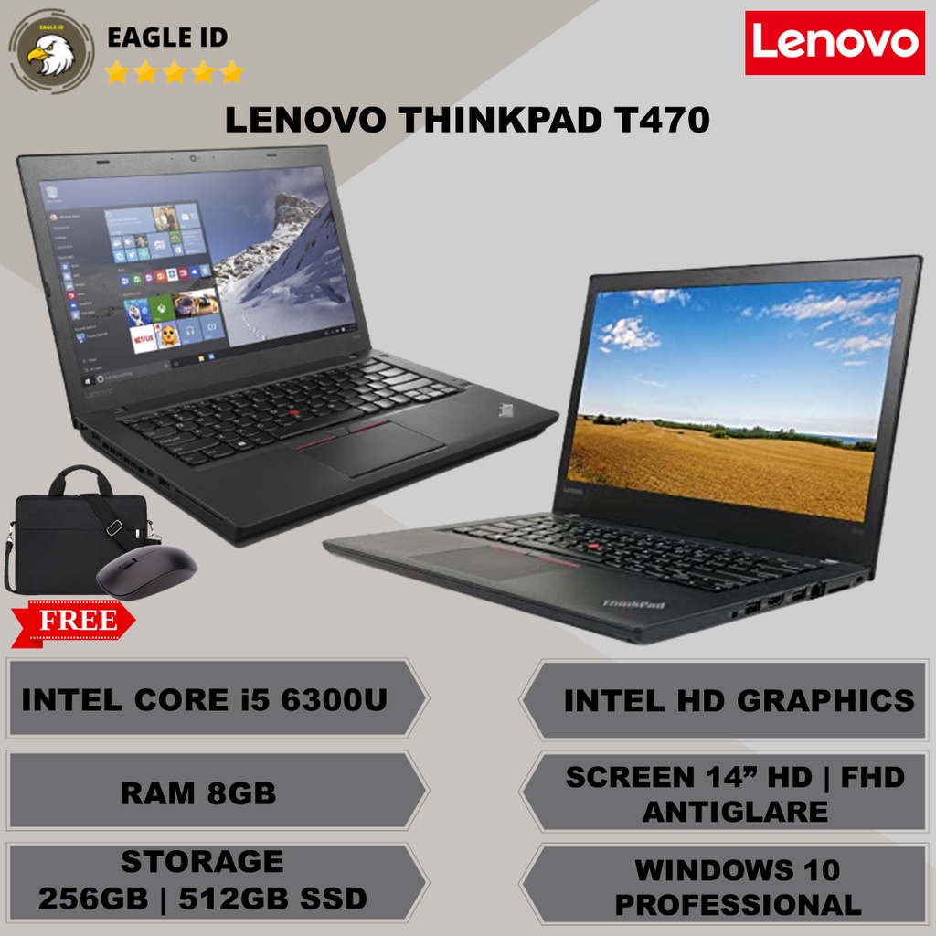Jual LAPTOP SECOND MURAH LENOVO THINKPAD T470 INTEL CORE i5 6300U RAM ...