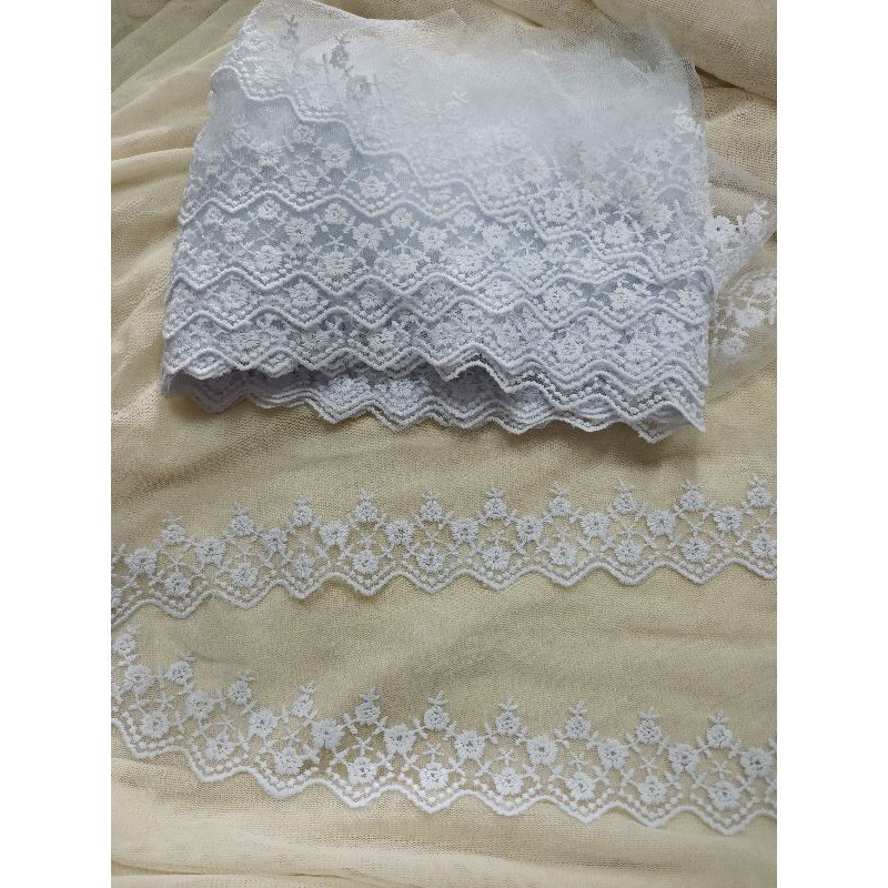 Jual renda tile putih lebar 7cm(yard) | Shopee Indonesia