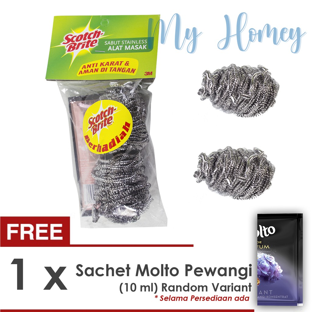 Jual MyHomey 3M Scotch Brite 2 pcs Sabut Stainless Sabut Kawat Cuci ...