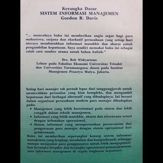 Jual Buku - Kerangka Dasar Sistem Informasi Manajemen (Gordon B Davis ...
