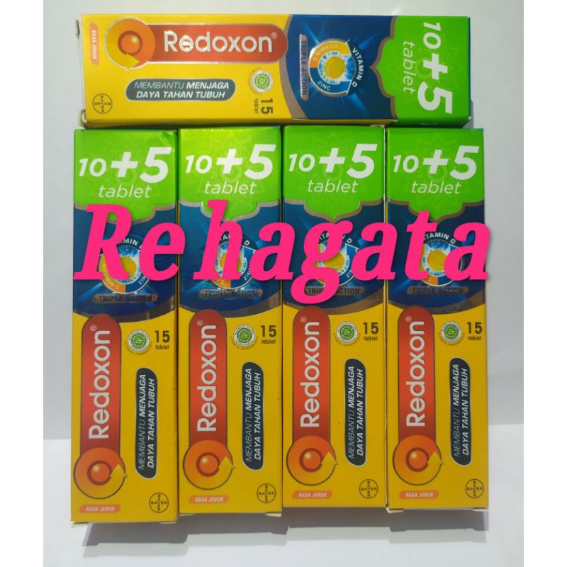 Jual Redoxon Isi 15 dan 10 Tablet Vitamin C,D dan Zinc Rasa Jeruk ...