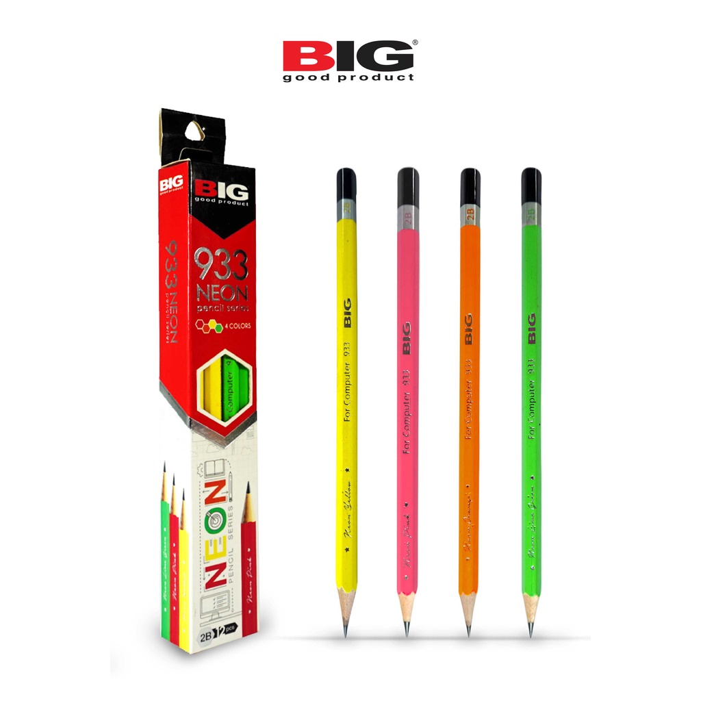 Jual 12 Pcs BIG Pensil 2B Neon Warna Elegan Graphite Pencil Standar ...