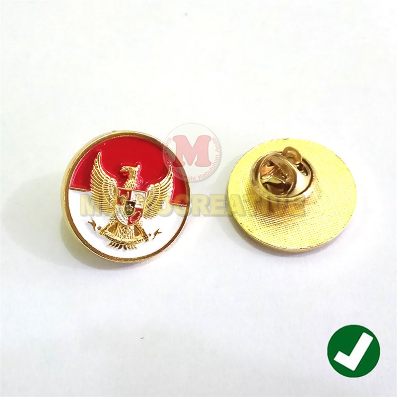 Jual Pin Garuda Merah Putih Bulat Jarum Lebar 2.3cm Logam Kuningan Cor ...