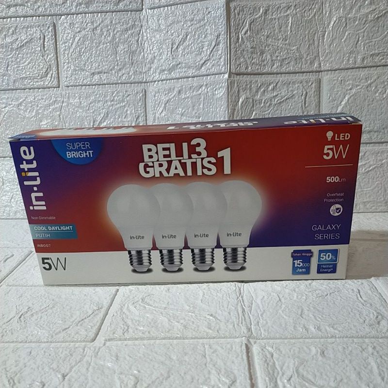 Jual Lampu led bulb Inlite 5 watt beli 3 gratis 1 | Shopee Indonesia