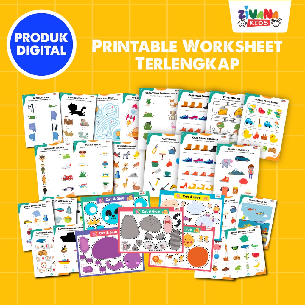 Jual Zivana Kids - DIGITAL FILE [PDF] PRINTABLE Worksheet Anak | Bisa ...