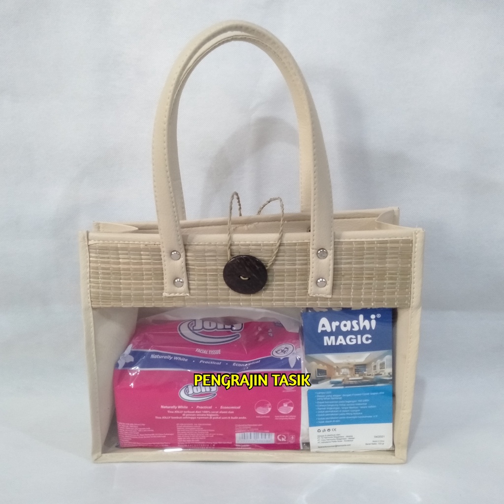 Jual Tas Parcel Mika Transparan Kombinasi Mendong Keranjang Mika ...