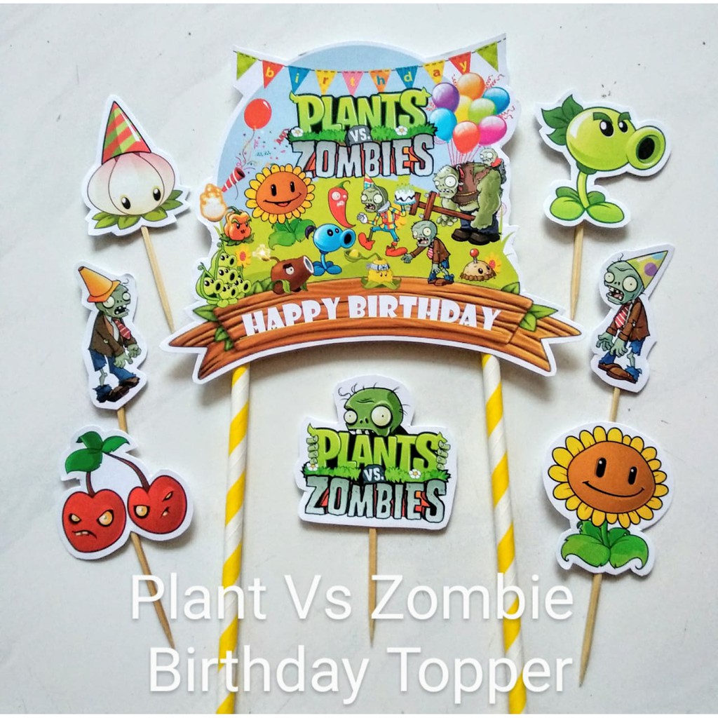Jual Topper Plants Vs Zombie/Plant Vs Zombie Cake Topper/Topper Kue ...