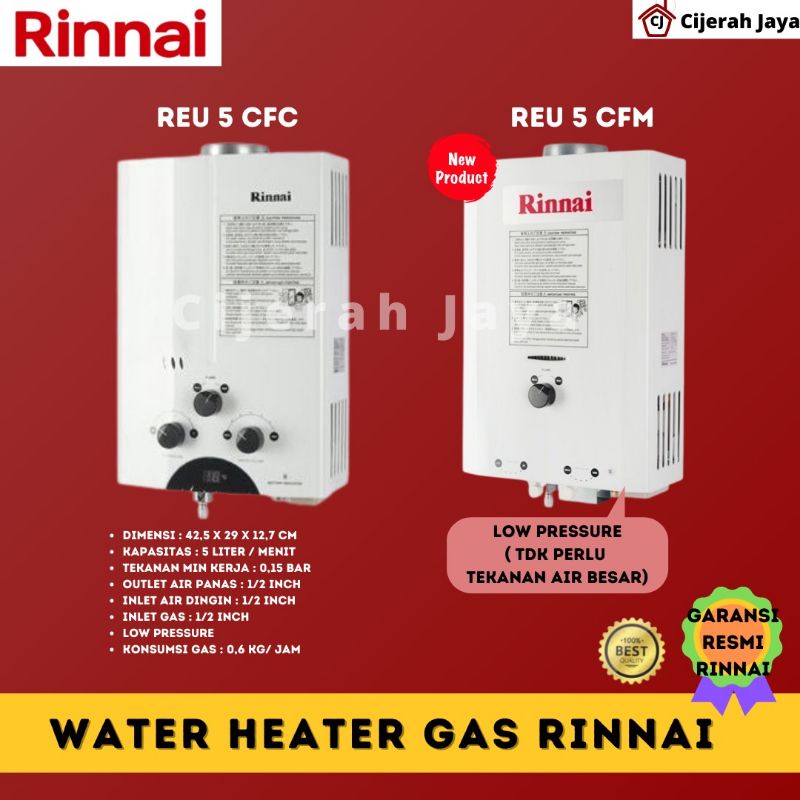 Jual Water Heater Rinnai Gas REU 5 CFC / REU5CFC / Promo / Pemanas Air Gas Rinnai REU 5 CFC ...