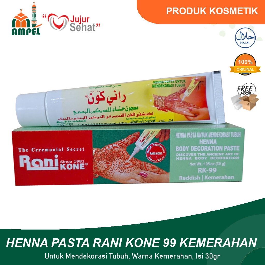 Jual Heena/Henna Herbal Rani Kone RK 99 30gr RED Premium Warna Merah ...