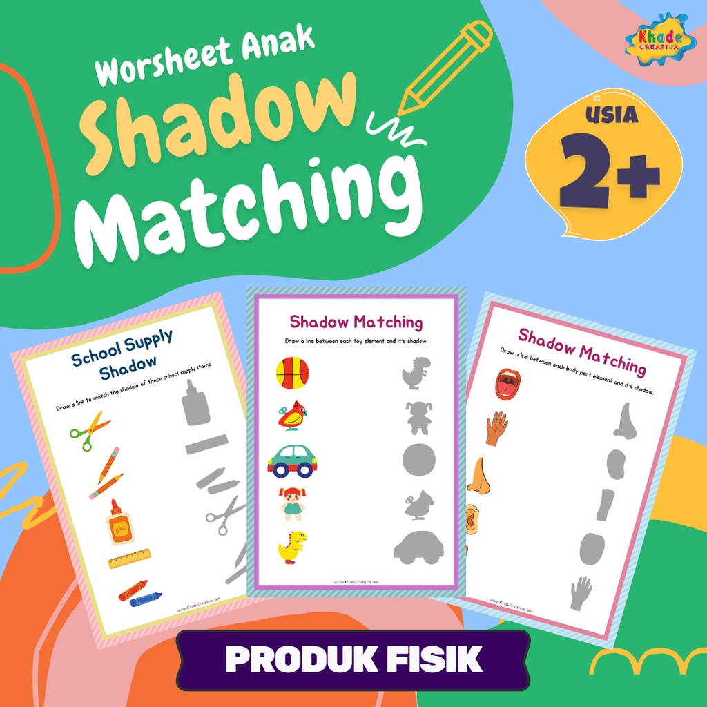Jual Shadow Matching Worksheet PAUD Mencocokkan Bayangan Mainan Edukasi ...