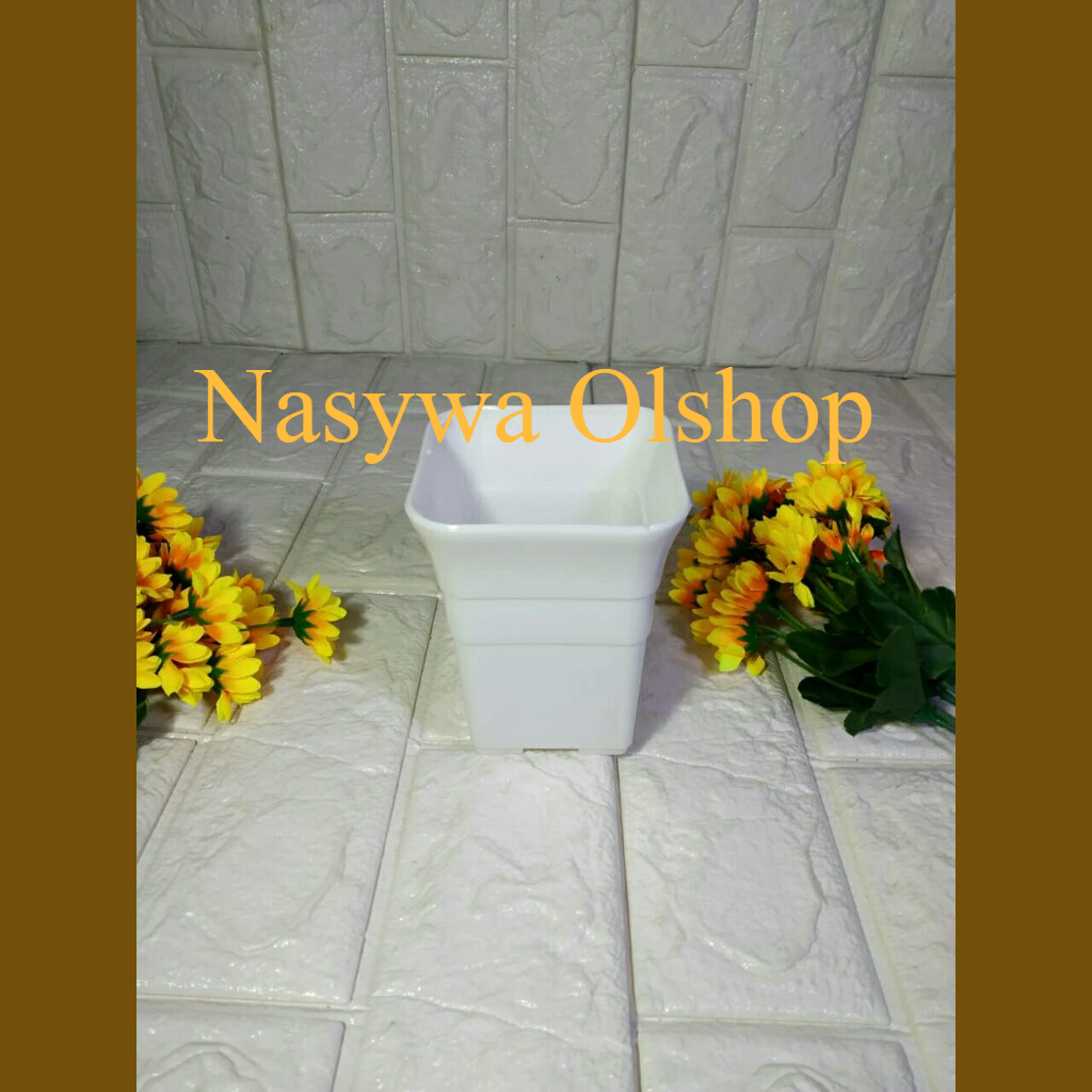 Jual POT KOTAK KECIL BATIK 8CM PUTIH POT CACTUS KATUS SANSE SEKULEN ...