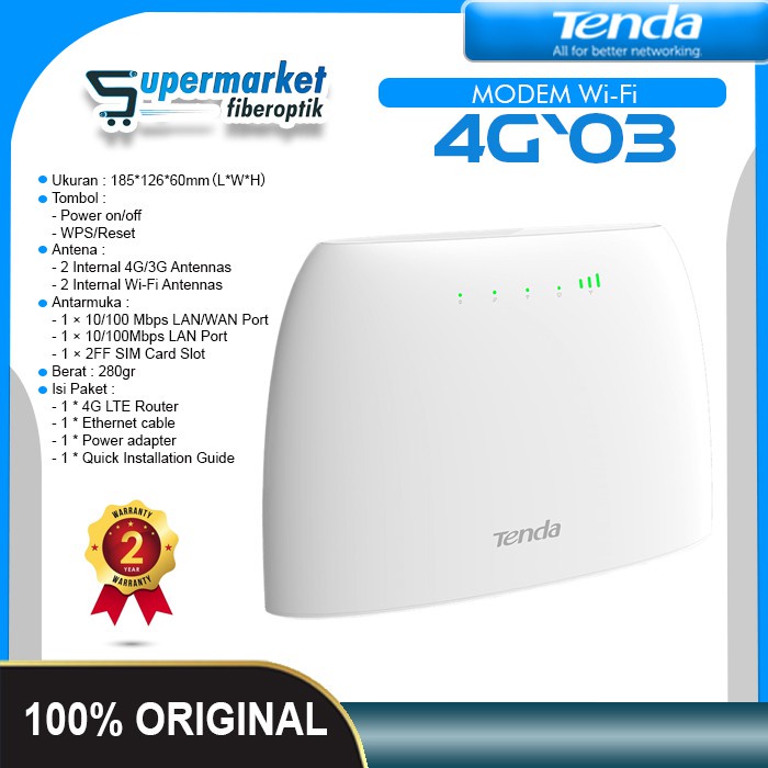 Jual Tenda 4G03 Modem Mifi WiFi 3G/4G LTE N300 Wi-Fi 4G LTE Router ...