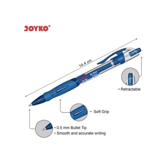 Jual Gel Pen Pulpen Pena Joyko GP-265 Blue Q Gel 0.5 mm 1 Box 12 Pcs | Shopee Indonesia