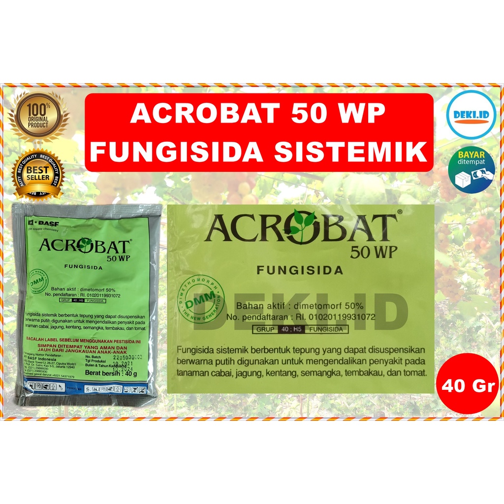 Jual Acrobat 50 WP 40 gr Fungisida Sistemik Obat Jamur Antraknosa Embun Bulu Busuk Daun Pembasmi ...
