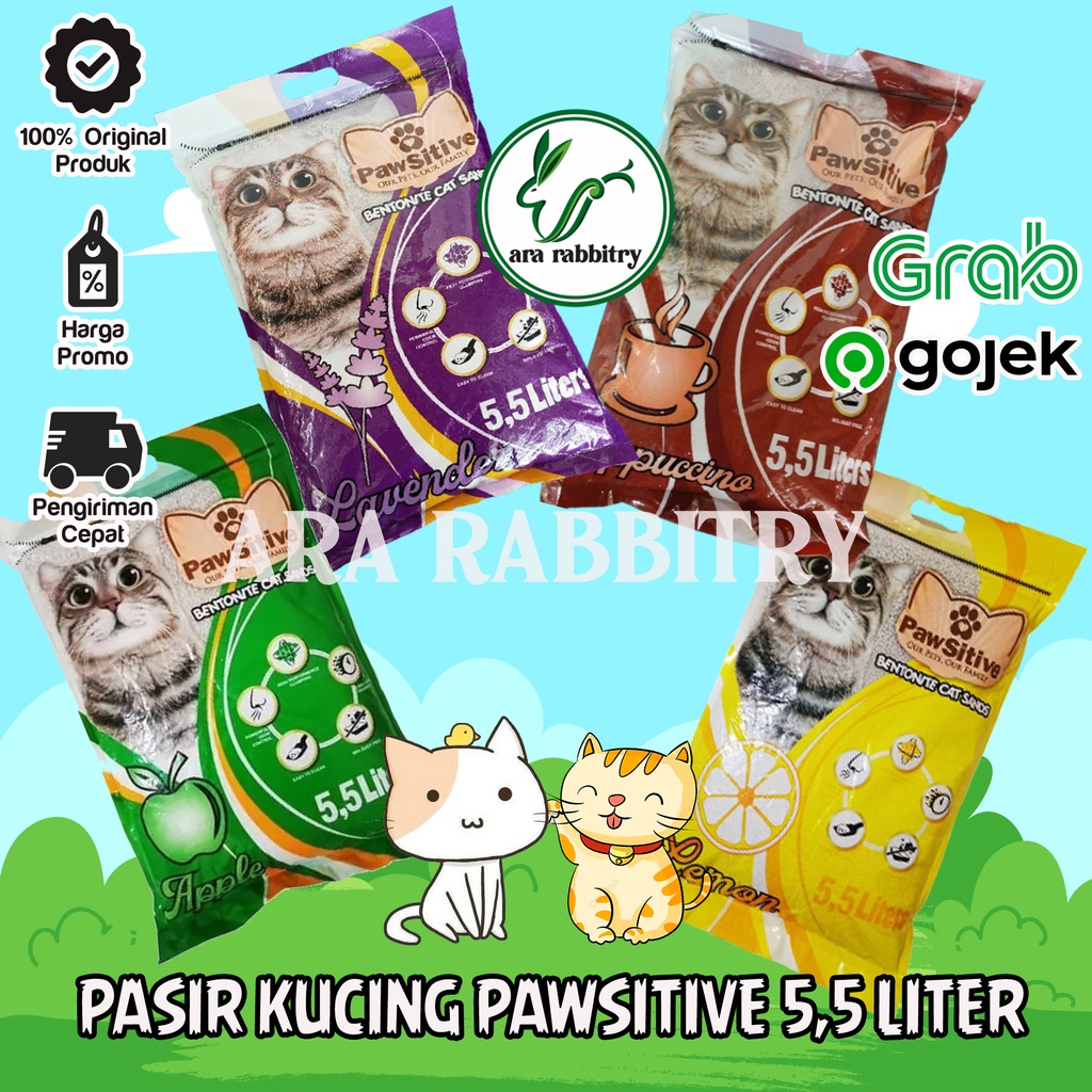 Jual PASIR KUCING GUMPAL WANGI PASIR KUCING PASIR PAWSITIVE 5,5 LITER ...