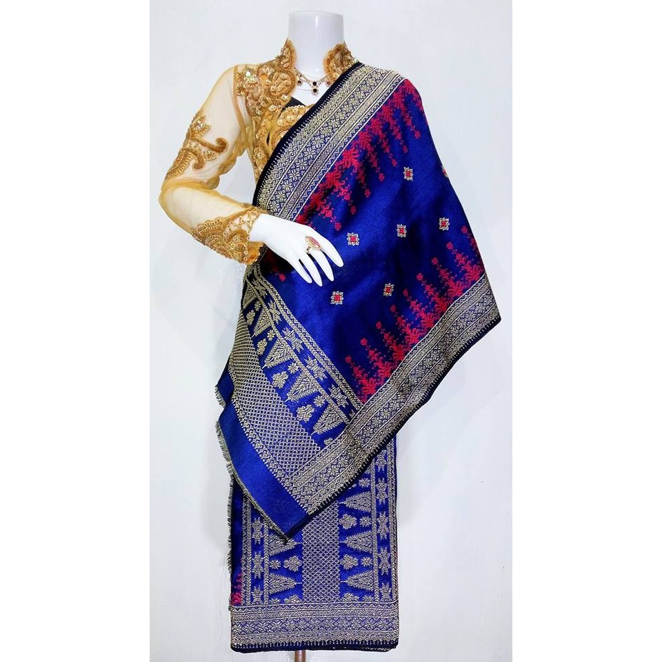 Jual 1# Songket Cantik Manis Biru Rakam | Shopee Indonesia