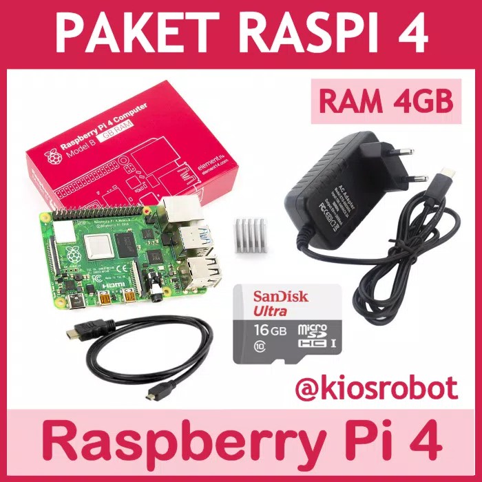 Paket Raspberry Pi 4 RAM 4GB Siap Pakai Raspi Pi4 Made in UK | Shopee ...