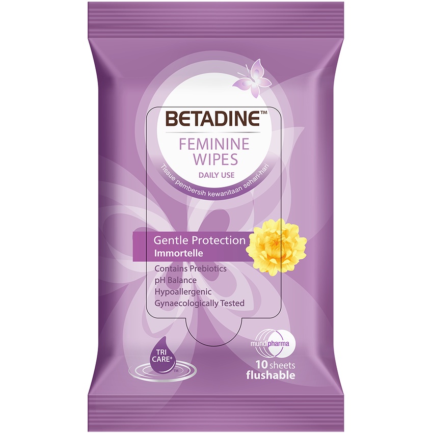 Jual BETADINE Feminine Wipes isi 10 Gentle Protection | Tissue 10s ...