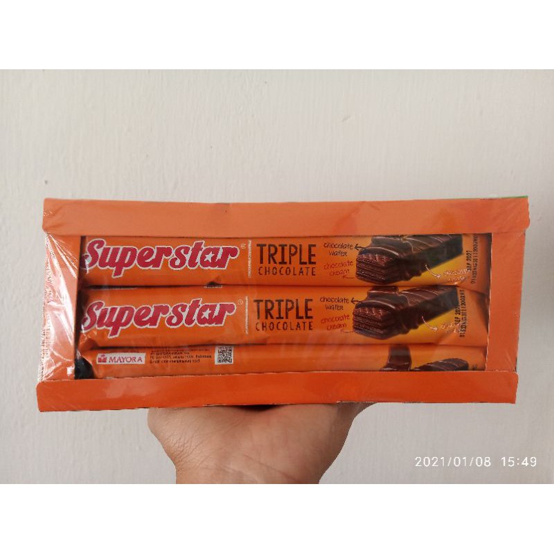 Jual Wafer Superstar Triple Chocolate Kemasan Box (12pc x 18gr ...