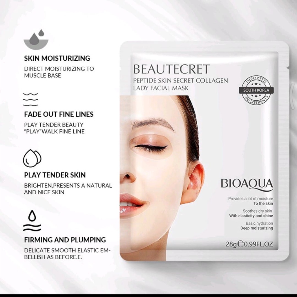 Jual BIOAQUA PEPTIDE SKIN SECRET COLLAGEN FACIAL MASK | Shopee Indonesia