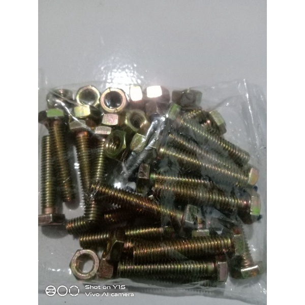 Jual Baut + mur kuning M6x30 Kunci 10, panjang 3 cm | Shopee Indonesia