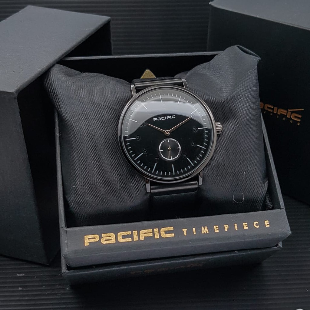 Jual Jam Tangan Pria Pacific-83218-G Original Tali Kulit Chrono Detik ...