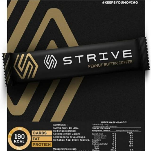 Jual STRIVE energi bar rasa Peanut Butter Coffee - vegan dan halal ...