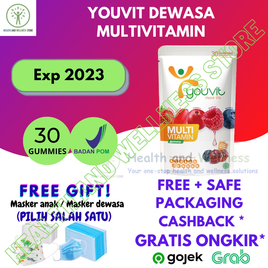 Jual YOUVIT MULTIVITAMIN DEWASA YOU VIT 30 GUMMY TABLET ADULT VITAMIN BERRY | Shopee Indonesia