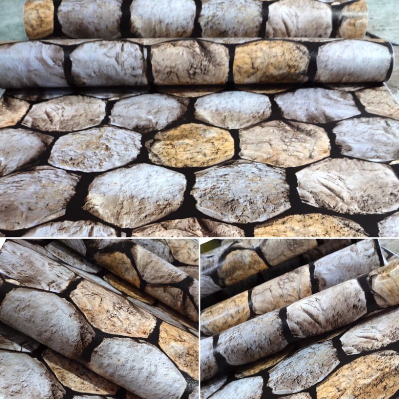 Jual Wallpaper Dinding Sticker Dinding Batu alam Batu Kali 3D Kekinian ...